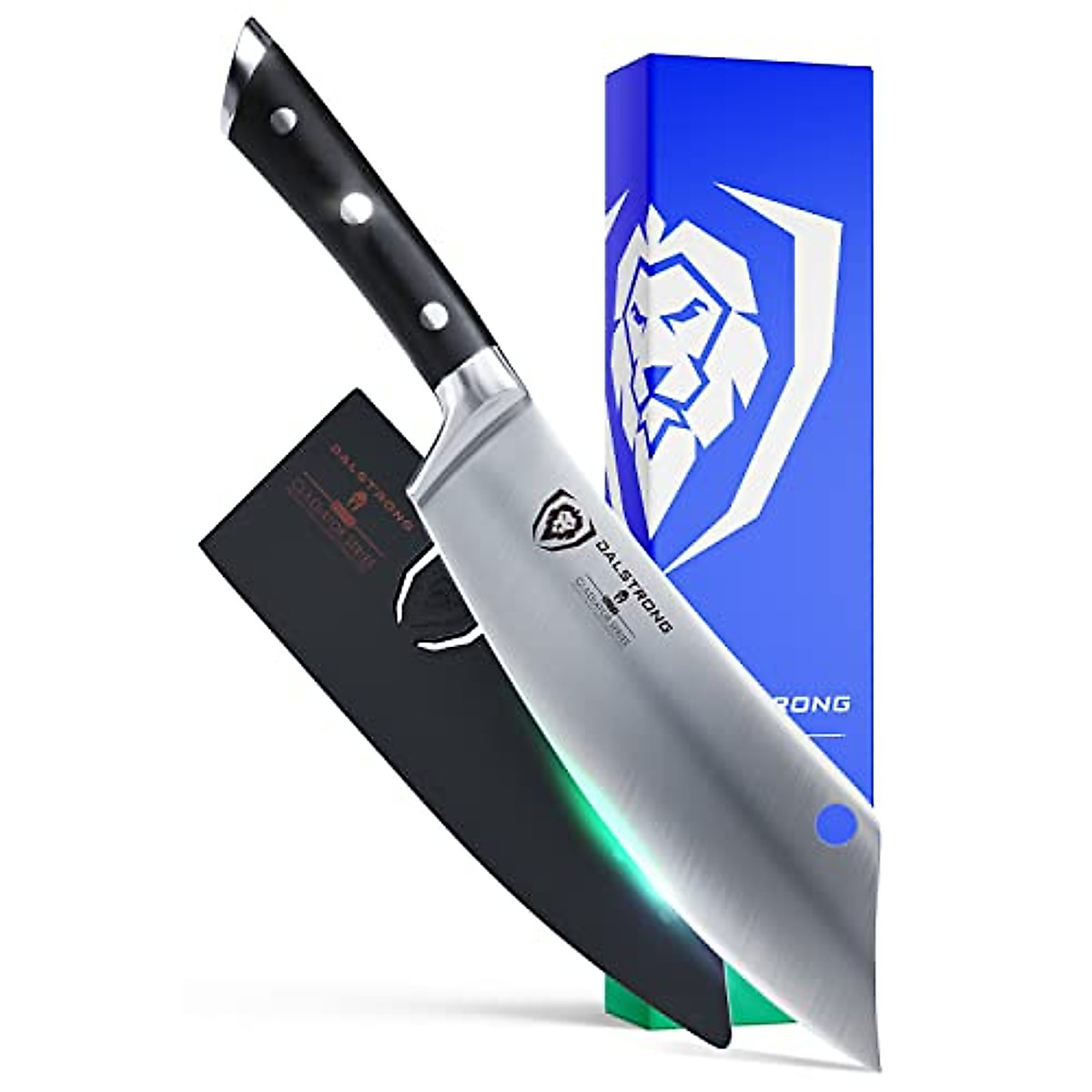 Dalstrong Chef & Cleaver Knife - 8 inch - The Crixus - Gladiator Series Elite - German HC Steel - Hybrid Razor Sharp Kitchen Knife - Black G10 Handle - Sheath Included - Chef Knife - NSF Certified