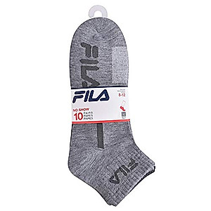 Fila mens Racing Striped Quarter Socks, Grey Multi (10 Pack), One Size US
