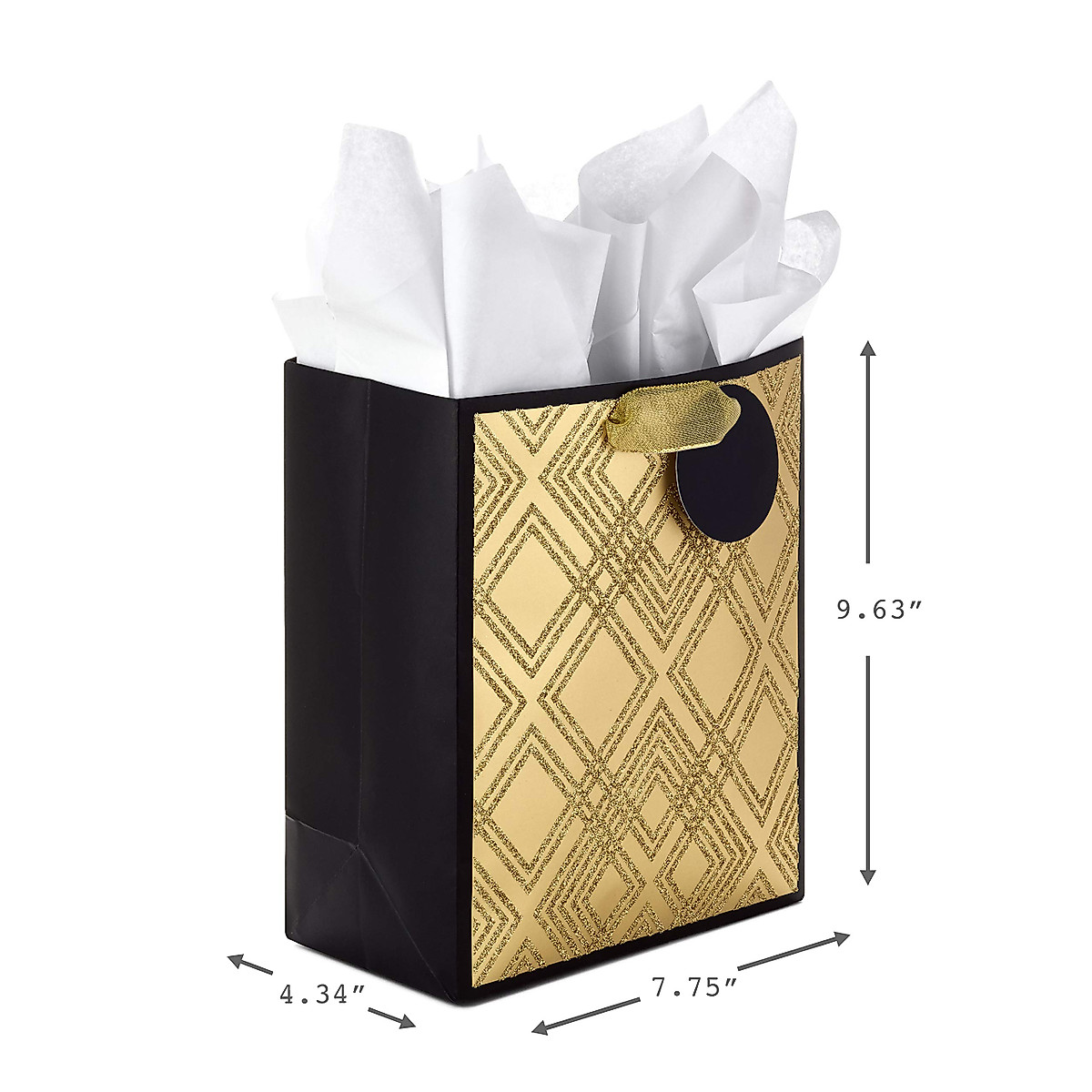 Hallmark All Occasion Gift Bags Assortment with Tissue Paper - Black and Gold (Pack of 3, 2 Large 13" and 1 Medium 9" for Anniversaries, Weddings, Birthdays, Holidays and More)