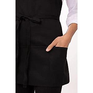 Chef Works Unisex Three Pocket Apron, Black, One Size