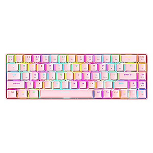 Qksky Wired Gaming Mechanical Keyboard 68 Key LED Backlit Two-Color Injection Luminous Keyboard for Laptop and Gamer Pro 68 Key Gaming Keyboard USB