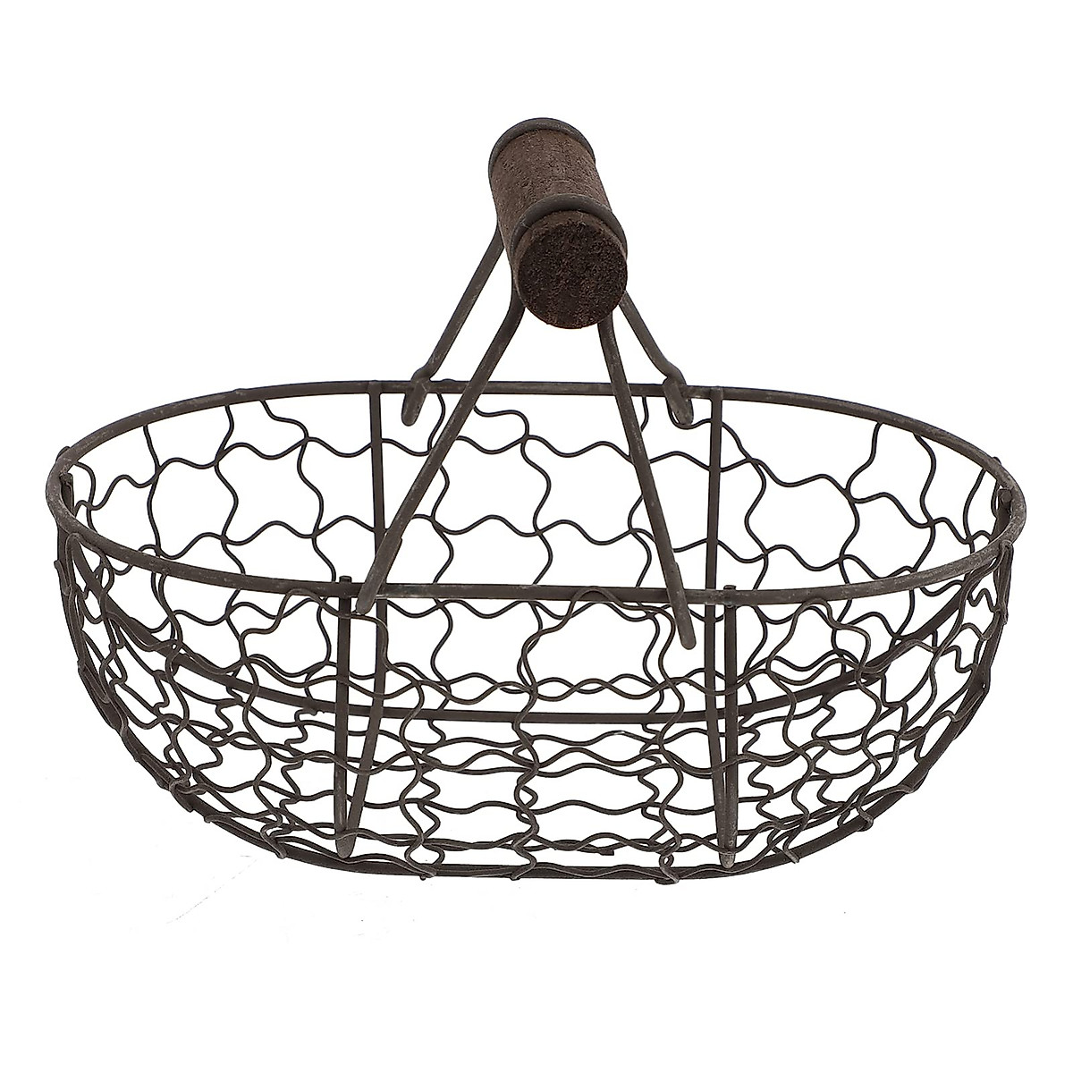 Cabilock Table Tray Country Basket Wire Egg Storage Basket with Handle Iron Art Eggs Tray Eggs Holder Metal Wire Gathering Basket for Kitchen Home Living Room Countertop Storage Baskets Oval Basket