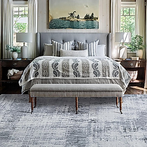 HOMBYS 10x14 ft Modern Abstract Area Rug for Living Room Bedroom, Large Non-Slip Boho Floor Carpet for Indoor Office Dining Room, Traditional Home Deco, Grey, Machine Washable