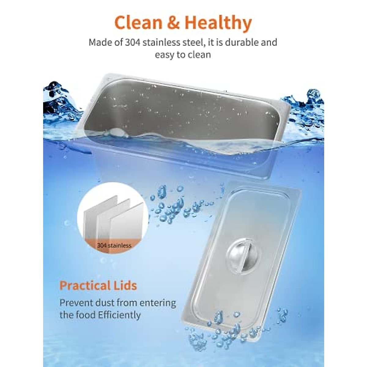 3- Pan Commercial Bain Marie Buffet Food Warmer Large Capacity 21 Quart Electric Steam Table 6'' Deep Stainless Steel Countertop Food Warmer for Parties, Catering and Restaurants