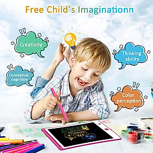 JefDiee LCD Writing Tablet Colourful Kids Drawing Writing Boards, Electronic Learning and Education Toys, Doodle Scribbler Boards Gifts for Kids and Toddlers at Home, School and Kindergarten (Pink)