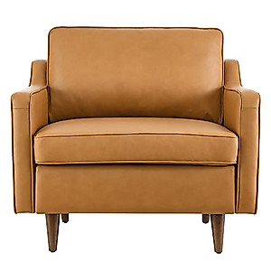 Modway Impart Upholstered Genuine Leather Armchair in Tan
