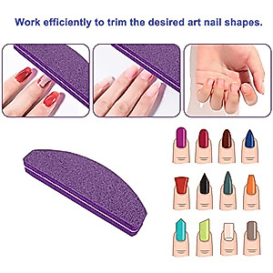 20 PCs Nail Buffers, Double Sided Nail Files Buffer Blocks 100/180 Grit Portable Washable Sanding Buffing File Arc Shape (Purple)