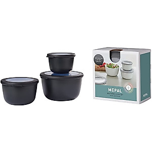 Mepal Cirqula DLG (500 + 1000 + 2000) Nordic Black 3 Set Plastic, Plastic, Nordic Schwarz, 19.2 x 12 cm