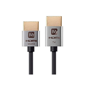 Monoprice 114196 HDMI High Speed Active Cable - 15 Feet - Black, 4K@60Hz, 18Gbps, HDR, 36AWG, YUV 4:4:4 - Ultra Slim Active Series