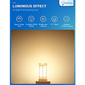 JandCase E17 LED Bulbs, Microwave Oven Light Bulbs 40 Watt Equivalent Non-Dimmable, Warm White 3000K Under Microwave Light Bulb, E17 Appliance Bulbs Replacement for Refrigerator, Stove Hood, 2 Pack