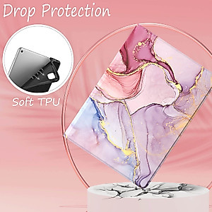 Feams Case for iPad 9th/8th/7th Generation Case, PU Leather iPad 10.2 Case 2021 2020 2019 Flip Stand Cover with Auto Wake/Sleep for iPad 9th/8th/7th Gen 10.2 Inch 2021 2020 2019 Tablet, Pink Marble