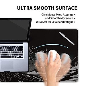 Japanese Sea Wave Large Mouse Pad Extended The Great Wave Gaming Mouse Pad Kanagawa Mousepad with Stitched Edges Keyboard Mouse Mat 3mm for Home Office 31.5 x 11.8 Inch, Black