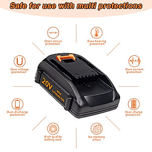 DTK 20V 3.5Ah Battery Replacement for Worx 20V Battery WA3525 WA3578 WA3575 WA3520 20 Volt WA3520 WG151s WG155s WG251s WG255s WG540s WG545s WG890 WG891 Cordless Tool Battery (2 Packs)