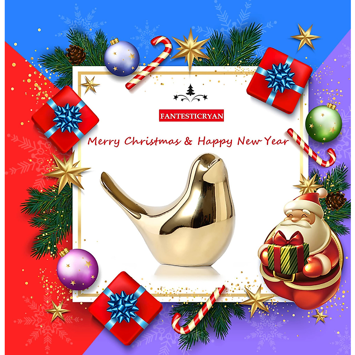 FANTESTICRYAN Small Birds Statues Gold Home Decor Modern Style Figurine Decorative Ornaments for Living Room, Bedroom, Office Desktop, Cabinets