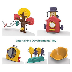 ORIBEL PortaPlay Convertible Activity Centre with Development & Interactive Toys and Converts to Play Table. Wonderland Adventures (Grey)