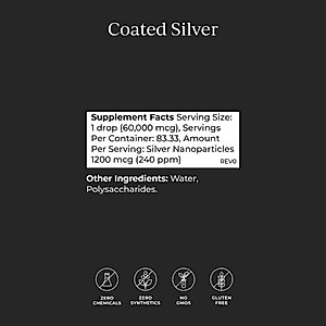 CYMBIOTIKA Colloidal Silver Liquid Supplement with Coated Silver, 20,000 PPM Mineral Concentrate, Immune Support Supplement for Adults, Easy to Use, 5 ml