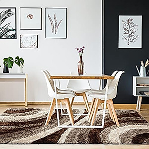 LUXE WEAVERS Rug - Lantanas 7070 Modern Shag Geometric Stain-Resistant Area Rug, Brown/Size 5x7