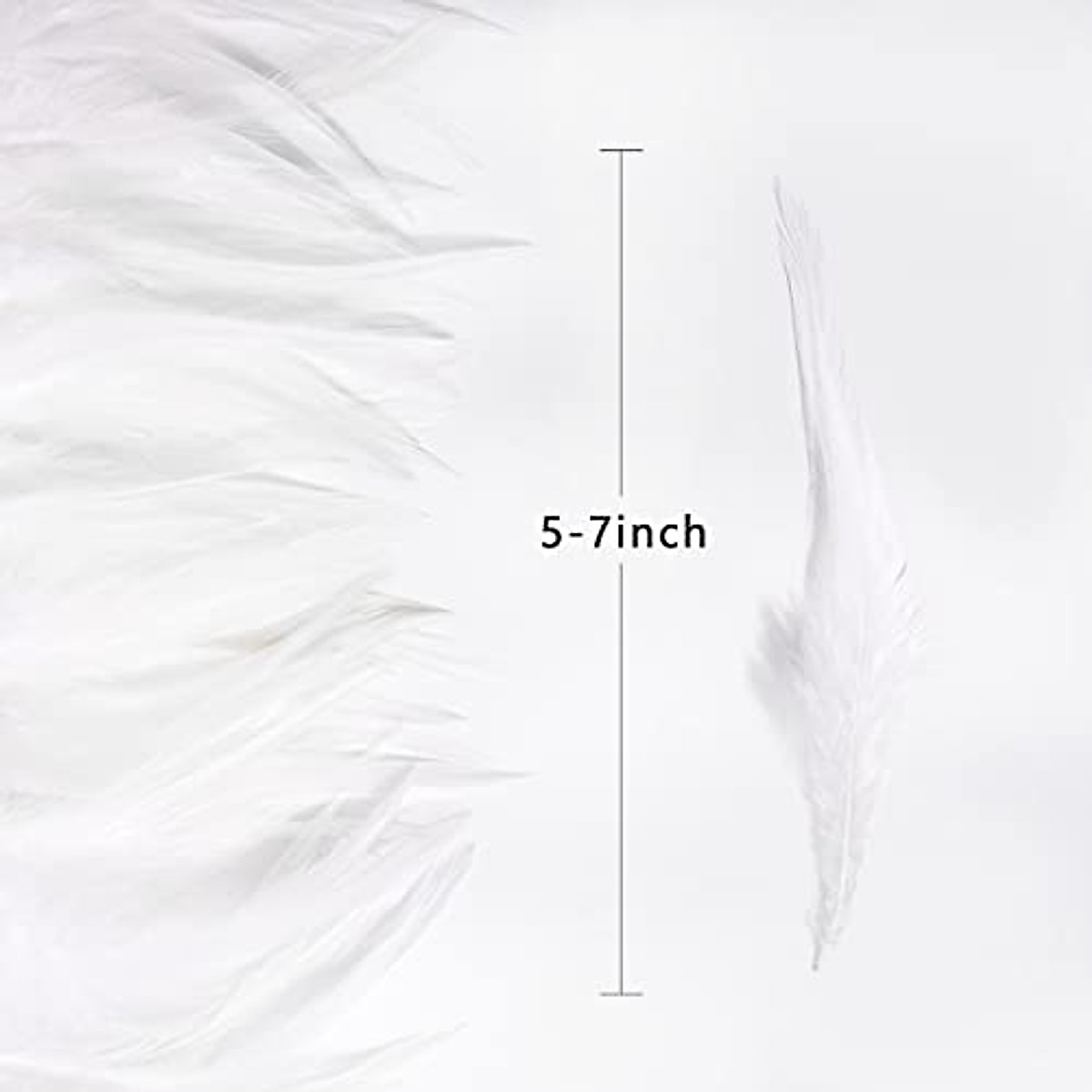 THARAHT 100pcs White Saddle Hackle Rooster Feather Loose Bulk 5-7 inch 12-17cm for DIY Dream Catcher Decoration Natural Saddle Hackle Rooster Feather