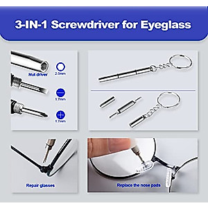 Tosvimia Upgrade Multi-Function Eyeglass Repair Kit, Include Anti-Slip Silicone Eyeglass Nose Pads, Screwdriver, Non-Slip Eyeglasses Ear Grips, Screws, Tweezer for Glasses, Sunglass, Reading Glasses