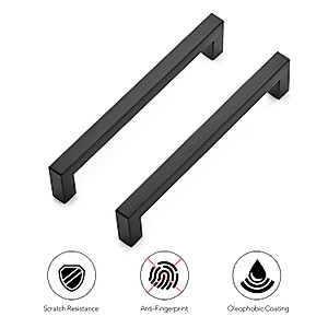 Ravinte 30 Pack 6-1/4 Inch Kitchen Square Cabinet Handles Matte Black Stainless Steel Drawer Pulls Hardware
