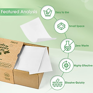 Poesie Laundry Detergent Sheets Detergent Fragrance Free Non-Plastic Precut Zero Waste 160 Sheets Liquidless Washing Sheets for Home Dorm Travel Camping Hiking Portable