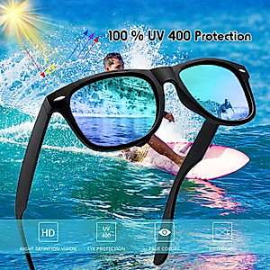 Geopty 12 Pack Blue Sunglasses Bulk, 80s Retro Party Sunglasses Set Adults Kids Party Favors Glasses