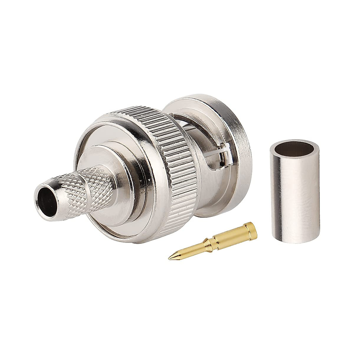 MOOKEERF 10 Pack 50 Ohm BNC Male Crimp Connector,BNC/Q9 Connector for RG58/RG142/RG400/LMR195/KSR195/3D-FB Cable