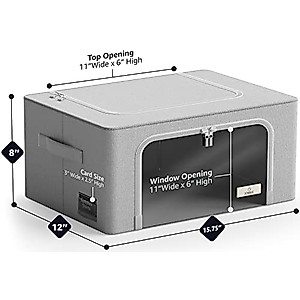 Sorbus Storage Bins with Metal Frame - Stackable & Foldable Clothes Organizer Bags - Oxford Fabric Storage Containers with Large Clear Window & Carry Handles, Organization for Bedroom, Closet, Bedding, Linens, sheet, Pillow, Blanket, Clothes, Books, and t