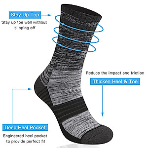 COOVAN Mens Hiking Socks Crew Outdoor Socks 5 Pairs Moisture Wicking Cushioned Athletic Boot Socks