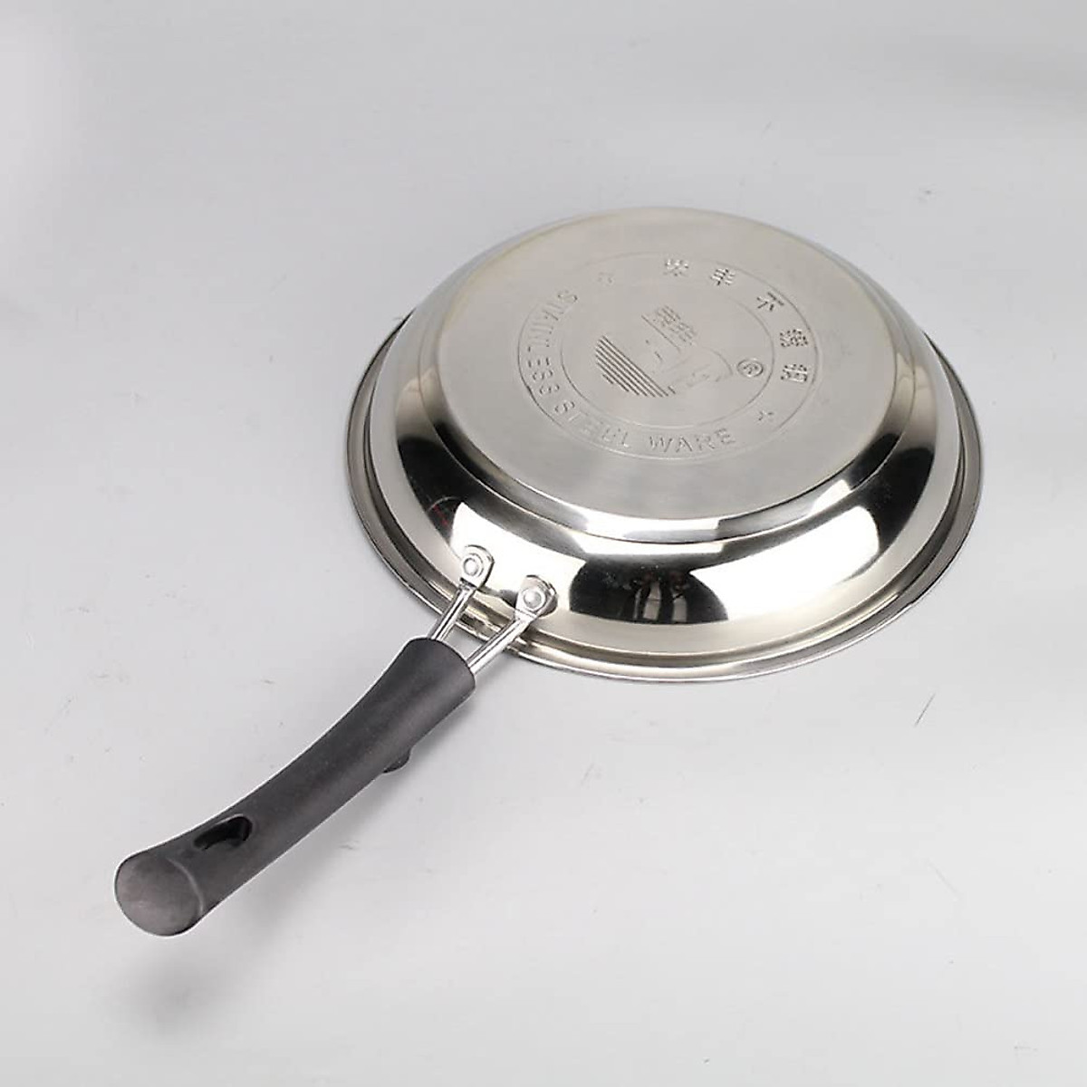 FOMIYES Kitchen Frying Pan Stainless Steel Non- Stick Frying Pan Steel Skillet Wok Kitchenware for Cooking 22cm (Silver)