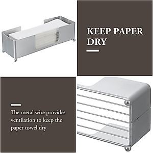 MyGift Modern Silver Tone Metal Tabletop Commercial Folded Paper Towel Holder, Countertop Disposable Napkin Dispenser Tray Guest Bathroom
