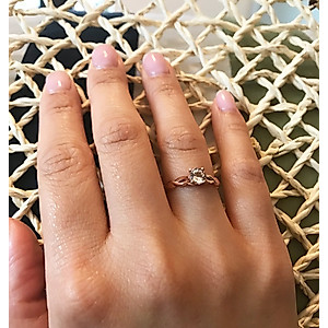 Natural Moragnite Infinty Style Solitaire Engagement Ring in 10K Rose Gold (5.5, 0.45)