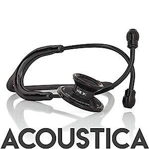 MDF Acoustica Lightweight Stethoscope for Doctors, Nurses, Students, Home Health Use, Adult, Dual Head, Black Tube, Black Chestpiece-Headset, MDF747XPBO