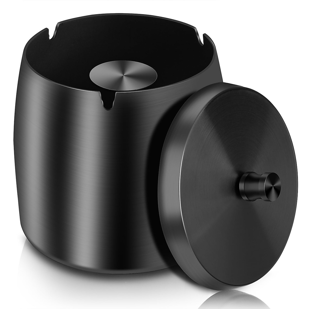 HONZUEN Ash Tray with Lid, Windproof Rainproof Ashtray for Outside Patio, Stainless Steel Covered Ashtray for Home Office Outside Patio Balcony (Extra Large)