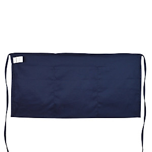 DALIX 24" Large Aprons Bartender Money Kitchen Restaurant Waist Bib Apron (3 Pockets) Navy Blue (10 Qty Pack)