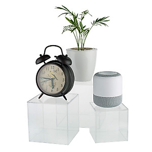 Red Co. Crystal Clear Acrylic Cube Display Nesting Riser Stands with Hollow Bottoms | Transparent - 3-Pack