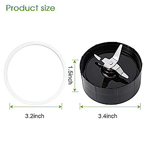 URSUMER Replacement Parts for Magic Bullet - 250W Magic Bullet Blade 2 PACK with 4 Rubber Gaskets, Replacement Magic Bullet Accessories for Model MB1001