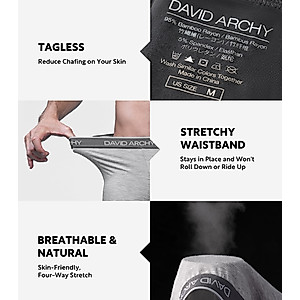 DAVID ARCHY Mens Trunks Underwear Soft Breathable Rayon Made from Bamboo Trunk No Fly Pouch 4-Pack L 2.5''
