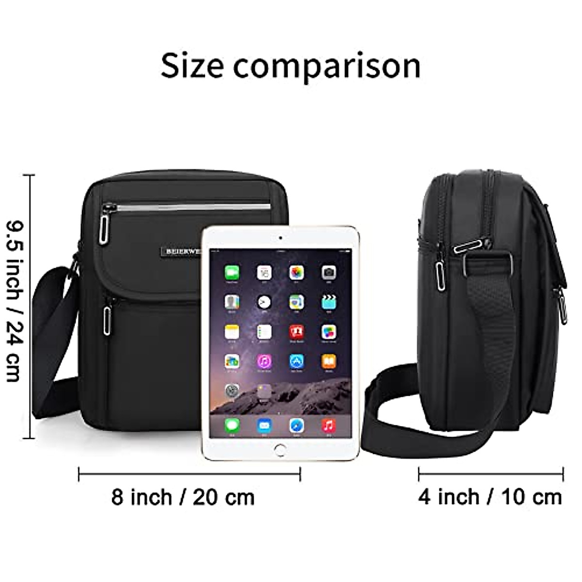 BIMMI Messenger Bag, Crossbody Shoulder Bag (2-black)