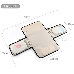 AIMIUKIDS Baby Diaper Changing Pad with Built-in Head Cushion for Stroller Walks or Diaper Bag, Fits Newborn and Toddler for Quick Change on The go 2 Pack Red & Grey