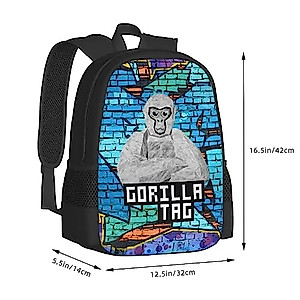 Gorilla Tag Backpack Cartoon Game Backpack Lightweight Durable Travel Backpack Laptop Backpack Monkey 3D Printed Casual Backpack Unisex Game Fan Gift