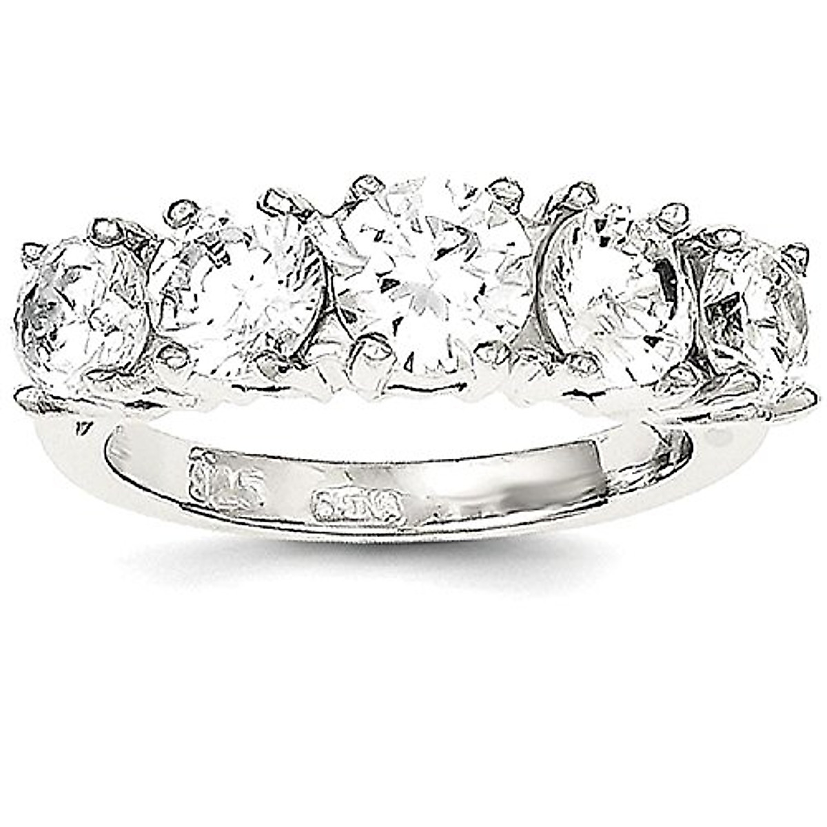 IceCarats 925 Sterling Silver Cubic Zirconia CZ 5 Stone Anniversary Wedding Band Ring Size 7
