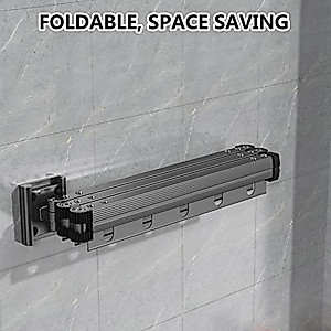 Foldable Wall Hung Clothes Drying Rack, Retractable Laundry Drying Rack Clothes Airer Indoor Folding, Space Saving Clothes Drying Rack Wall Mounted for Balcony, Laundry, Bathroom, Patio,3 rods