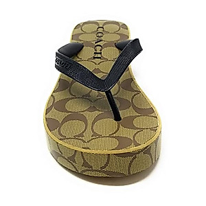 Coach Womens Lynn Flip Flops (Khaki - Black, us_footwear_size_system, adult, women, numeric, medium, numeric_9)