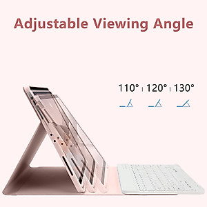 TQQ for iPad Air 13-inch (M2) 2024 & Pro 12.9 inch 2022 Case with Keyboard, Keyboard case for 12.9-inch iPad Pro 6th/5th Generation - with Pencil Holder for New iPad Air 13-inch/iPad Pro 12.9 (Pink)