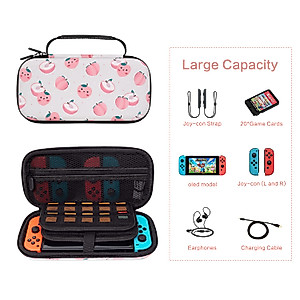 Nintendo Switch Case Cute,Carry Case for Nintendo Switch OLED Model 2021/Switch 2017,Protective Case with 20 Game Card Slots for Switch Console Joy-Con & Accessories,for Girls/Boys Gift