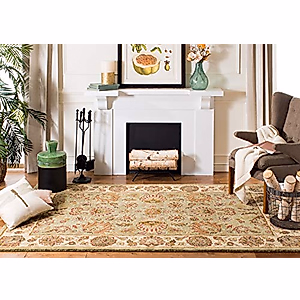 SAFAVIEH Heritage Collection 9'6" x 13'6" Green / Gold HG343A Handmade Traditional Oriental Premium Wool Area Rug