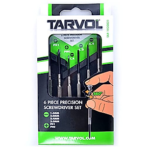 Precision Screwdriver Set (Set of 6 with Case) Flathead & Philips in 6 Different Sizes - Perfect Mini Screwdriver Bits for Jewelry Repair, Watch Repair, and More