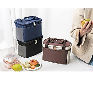 6L Thickened Black Reusable Insulated Lunch Bag for Student, Women and Men Travel Picnic and School Lunch Box (Small, Black)