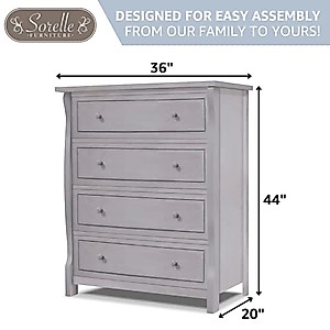 Sorelle Furniture Princeton Baby Dresser – Dresser for Nursery, Kids Bedroom Furniture, Dresser Drawers, Storage for Child’s Room with Drawers, Nursery Furniture for Infant-Weathered Gray